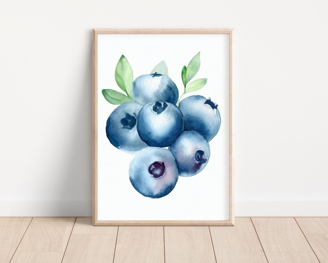 Watercolor Blueberry Printable Blueberries Wall Art Instant - Etsy