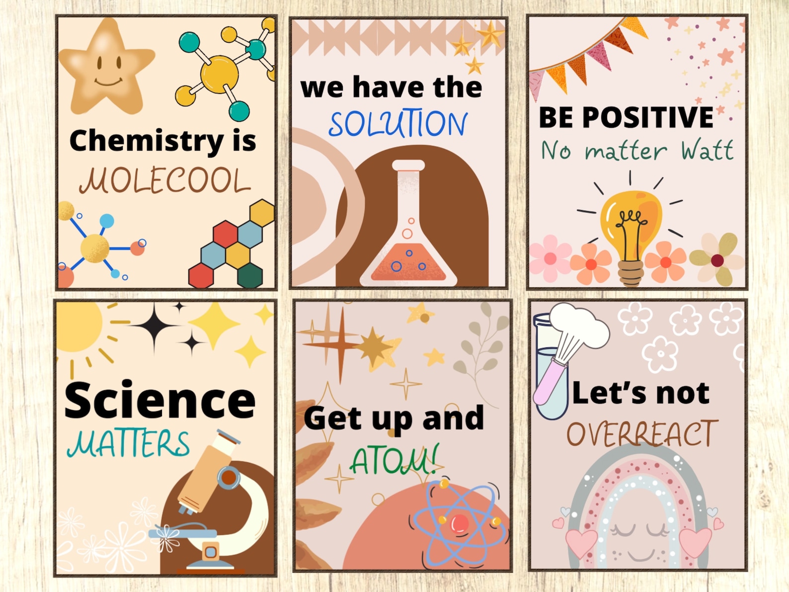 Science Puns set of 6 Printables Chemistry Jokes Funny - Etsy