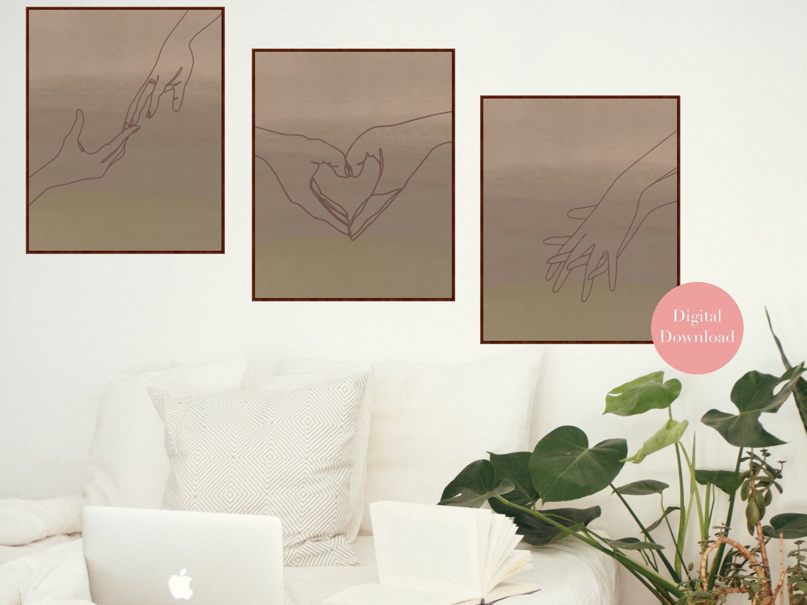 Holding Hands Line Art Print I Love You Hand Sign Print Set - Etsy