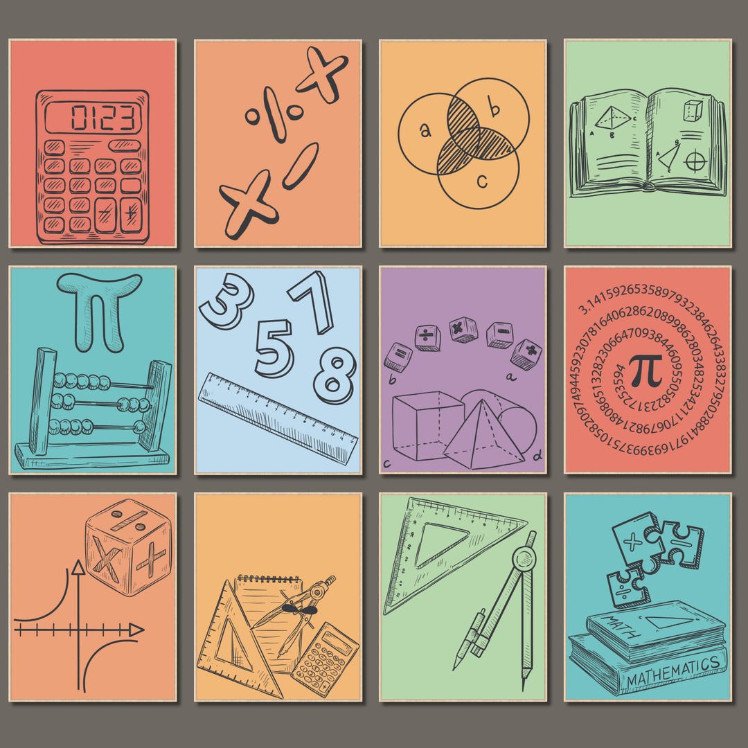 Math Class Gallery Wall Set of 12 High School Middle School Math ...