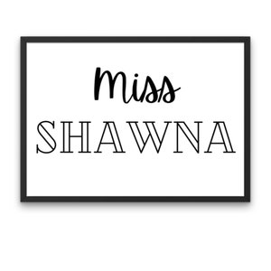 Teacher Name Sign Printable, Custom Digital Print, Teacher Custom Name ...