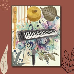 12 Music Wall Art Set, Abstract Musical Instruments Music Room Decor ...