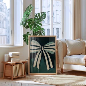 Green Bow Print Preppy Wall Art Emerald Green Abstract Bow Print ...