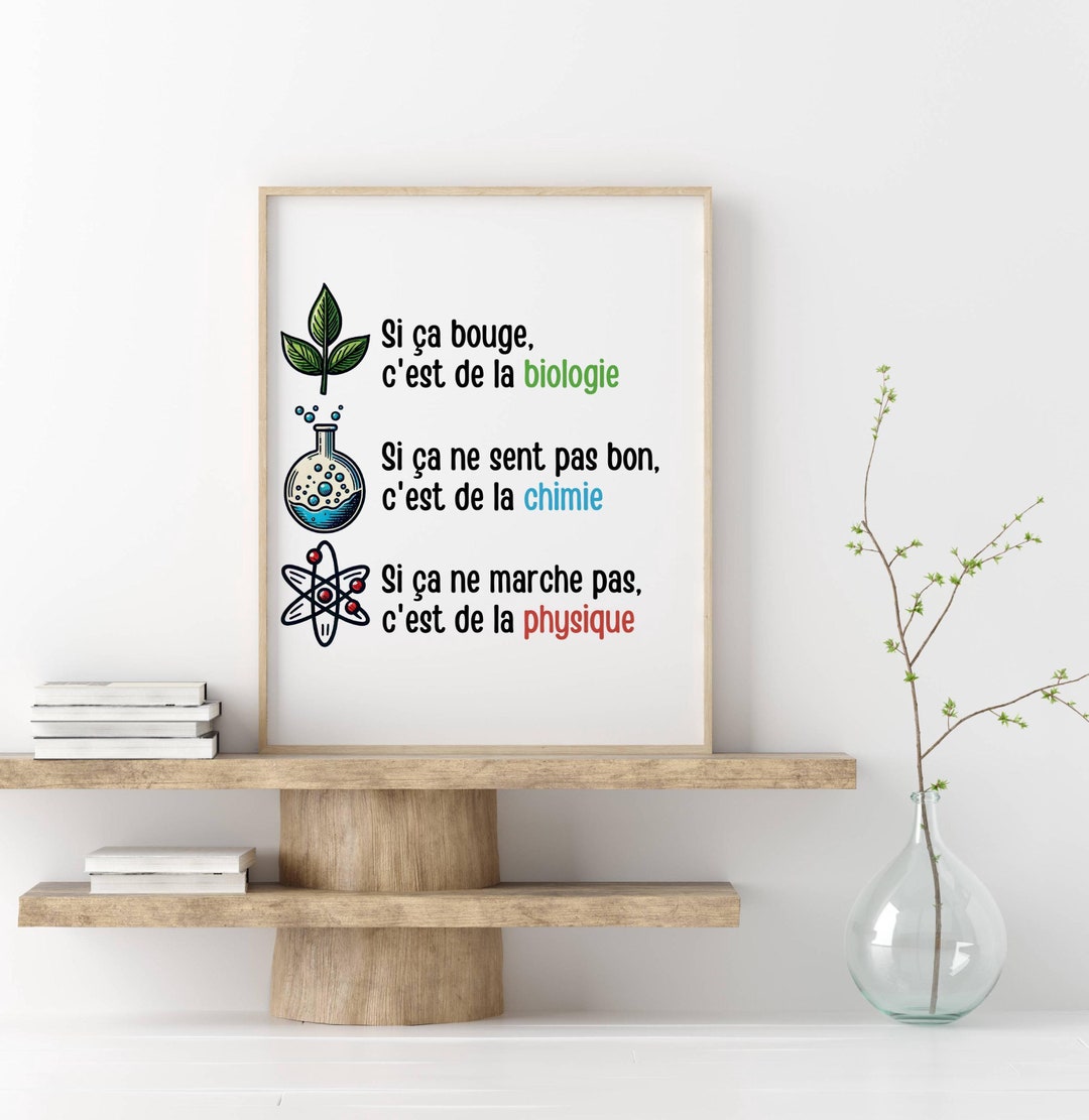 Science Posters in French Funny Minimalist Science Chemistry Biology ...