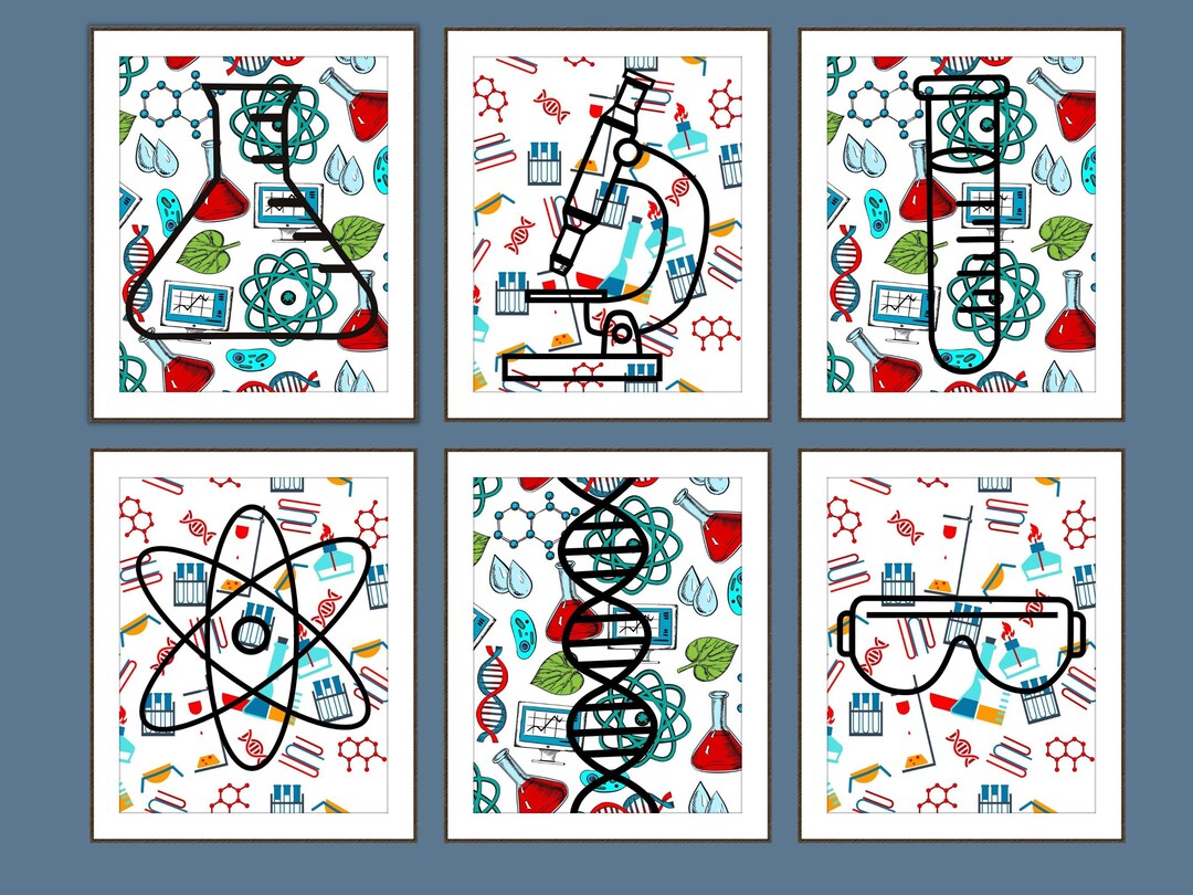 Science Wall Prints, Classroom Wall Art, Nursery Decor, Set of Biology ...