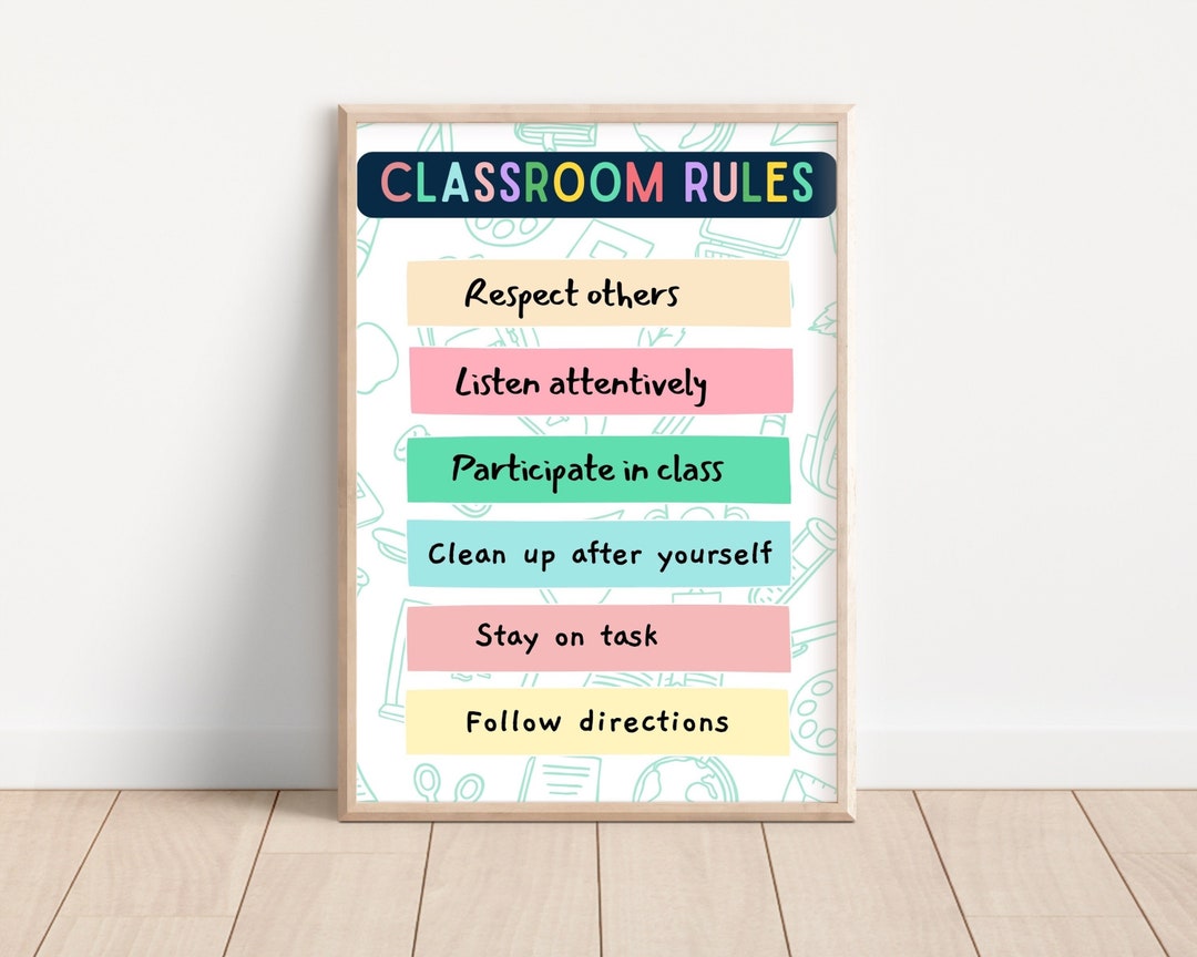 Classroom Rules Poster Classroom Agreement Poster Pastel Classroom ...