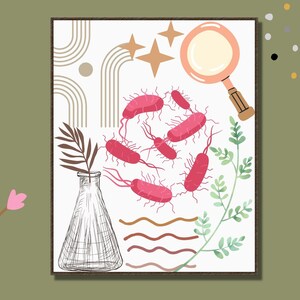 Microbiology Wall Prints, Boho Watercolor Prints, Science Prints, Boho ...