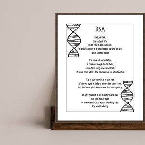 DNA Poem, Science Posters, Classroom Decor, Gift to a Science Teacher ...