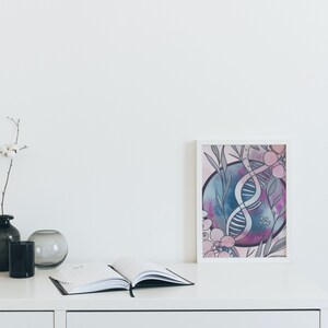 Science Print, DNA Printable, Watercolor Abstract, Science Poster ...