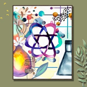 Science Wall Prints, Boho Watercolor Prints, Boho Classroom Wall Art ...