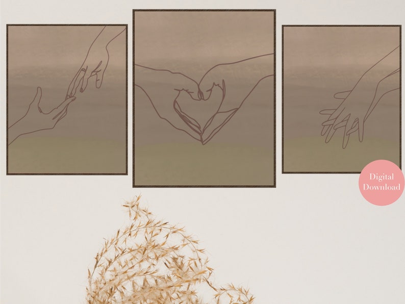 Holding Hands Line Art Print I Love You Hand Sign Print Set - Etsy