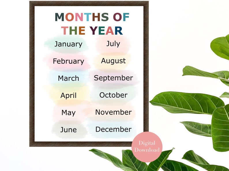 Months of the Year Printable Montessori Education Poster - Etsy