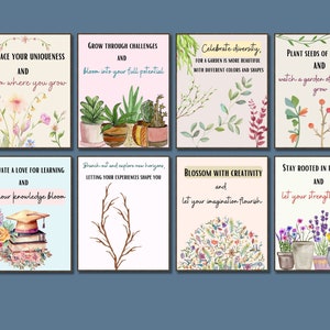 8 Plant Boho Neutral Bulletin Board Decor Modern Greenery Classroom ...