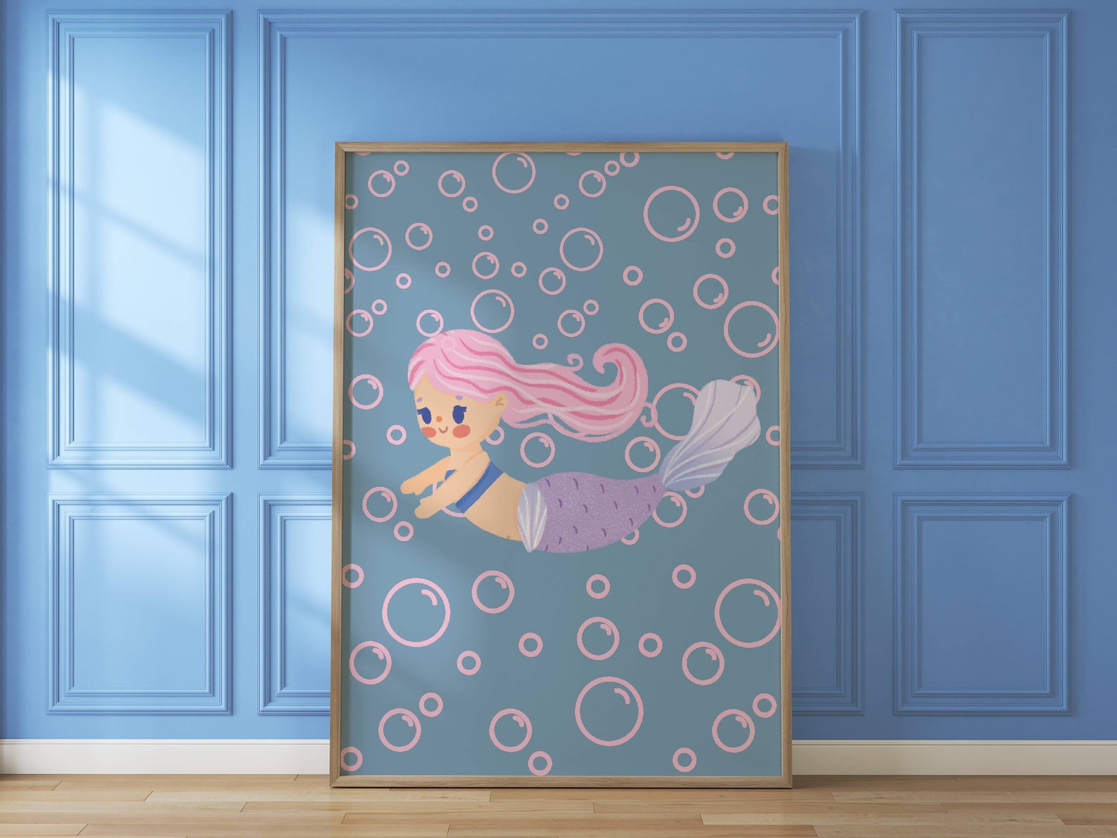 Mermaid Art Print Nautical Ocean Theme Mermaid Watercolor Painting Girl ...