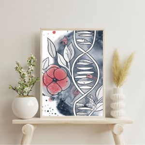 DNA Watercolor Art Print, Medical Art Poster, Watercolor Abstract Wall ...