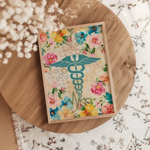 Caduceus Art Print Medical Poster Graduation Gift Science Art Nursing ...