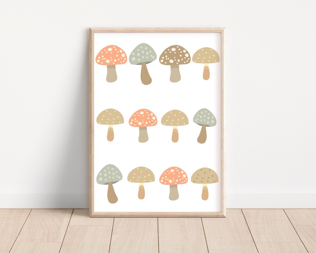 Mushroom Art Print, Nursery Printable Art, Boho Art, Boho Mushroom ...
