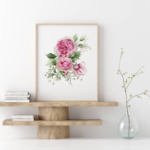 Custom Floral Initial Roses Nursery Wall Art Print Girls Room Decor ...