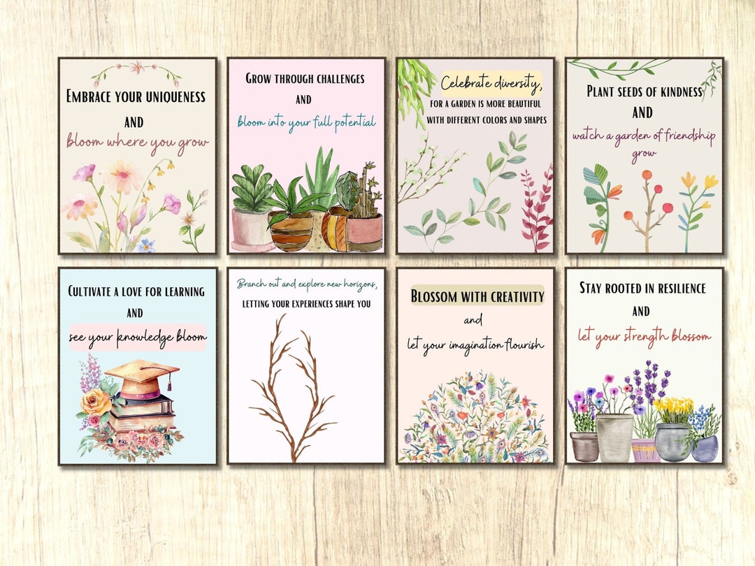 8 Plant Boho Neutral Bulletin Board Decor Modern Greenery Classroom ...