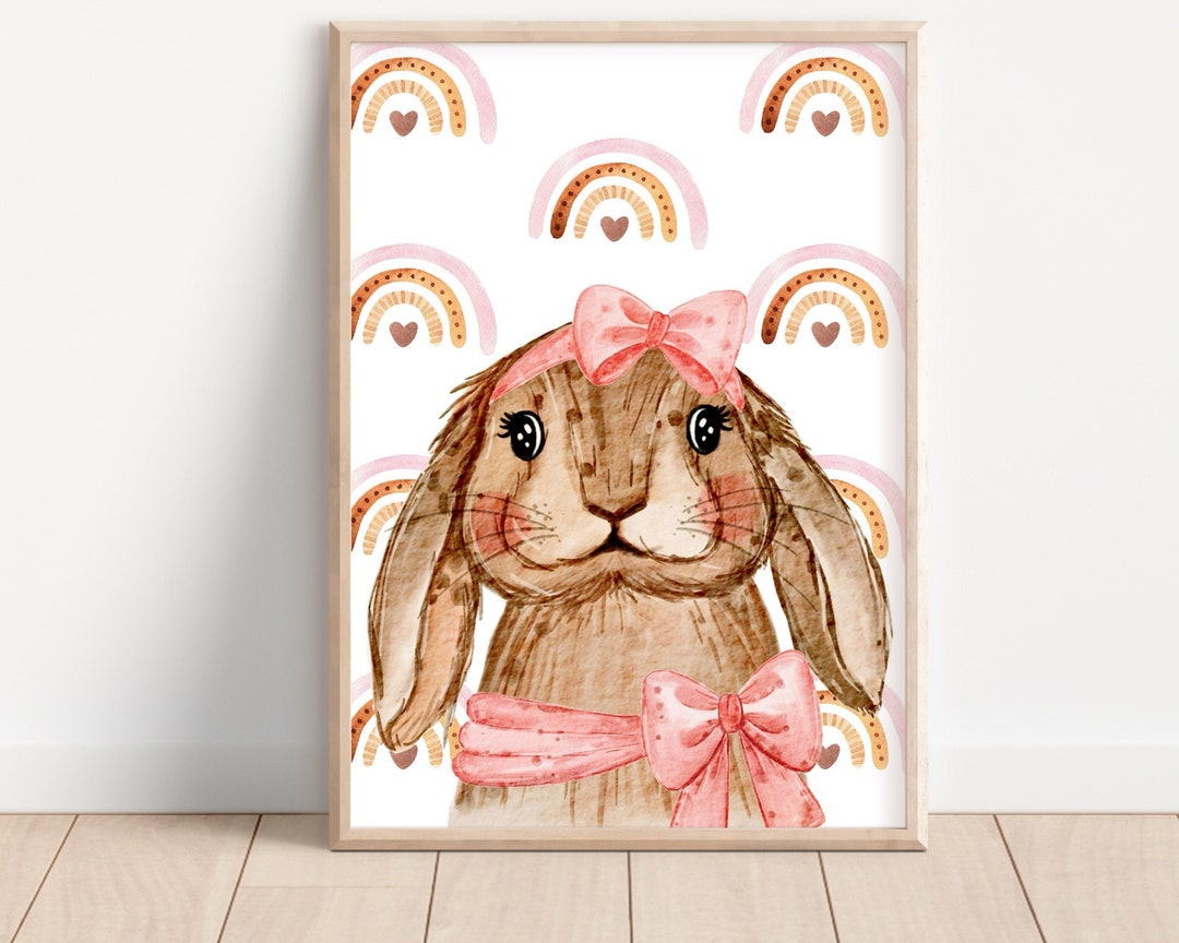 Watercolor Bunny Painting Cute Rabbit Animal Painting Girl Bunny ...