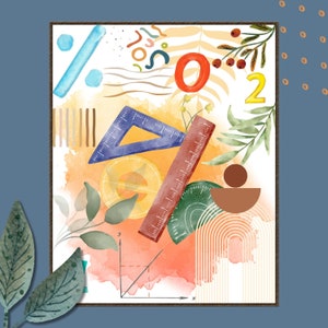 Math Wall Prints, Boho Watercolor Prints, Boho Classroom Wall Art ...