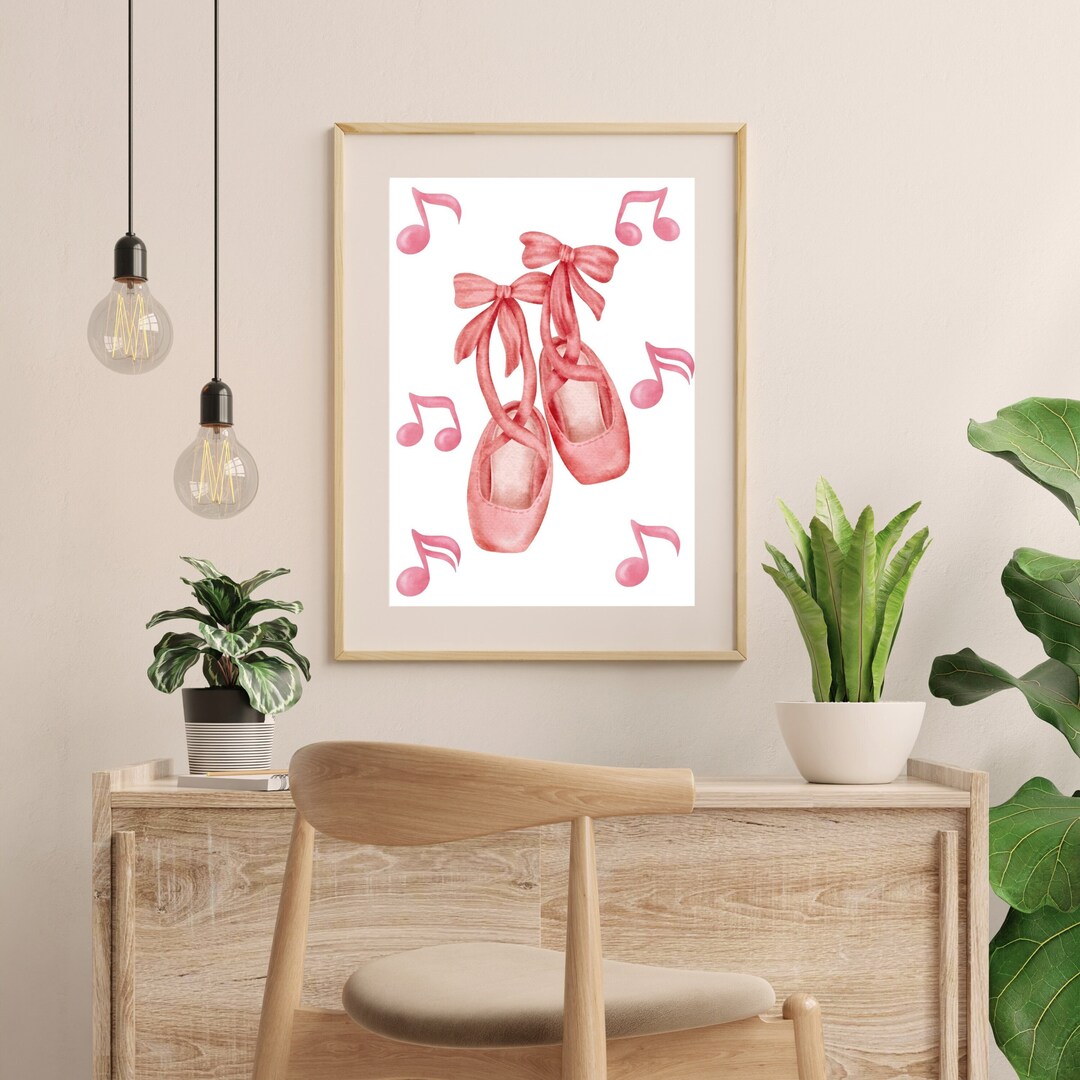 Ballet Shoes Print, Girl Room Art, Ballerina Slippers Pink, Dance Wall ...