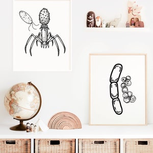 Microbiology Poster Bacteria Art Biology Student Gift Microbiologist ...