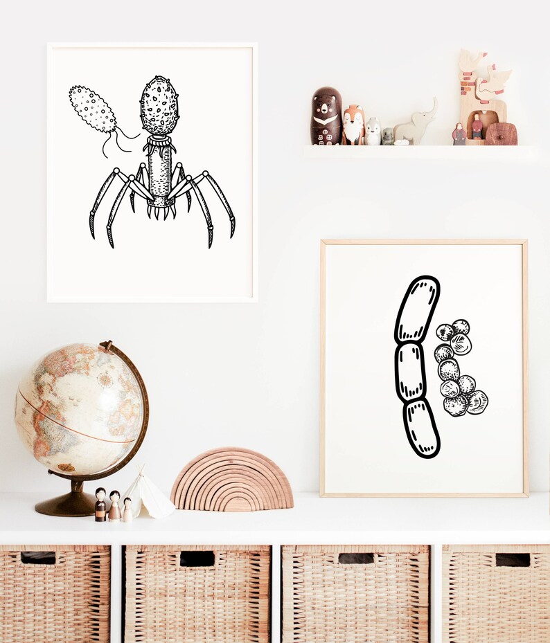Microbiology Poster Bacteria Art Biology Student Gift Microbiologist ...