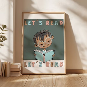 Let's Read Poster Reading Decor Reading Art Print Classroom Decor ...
