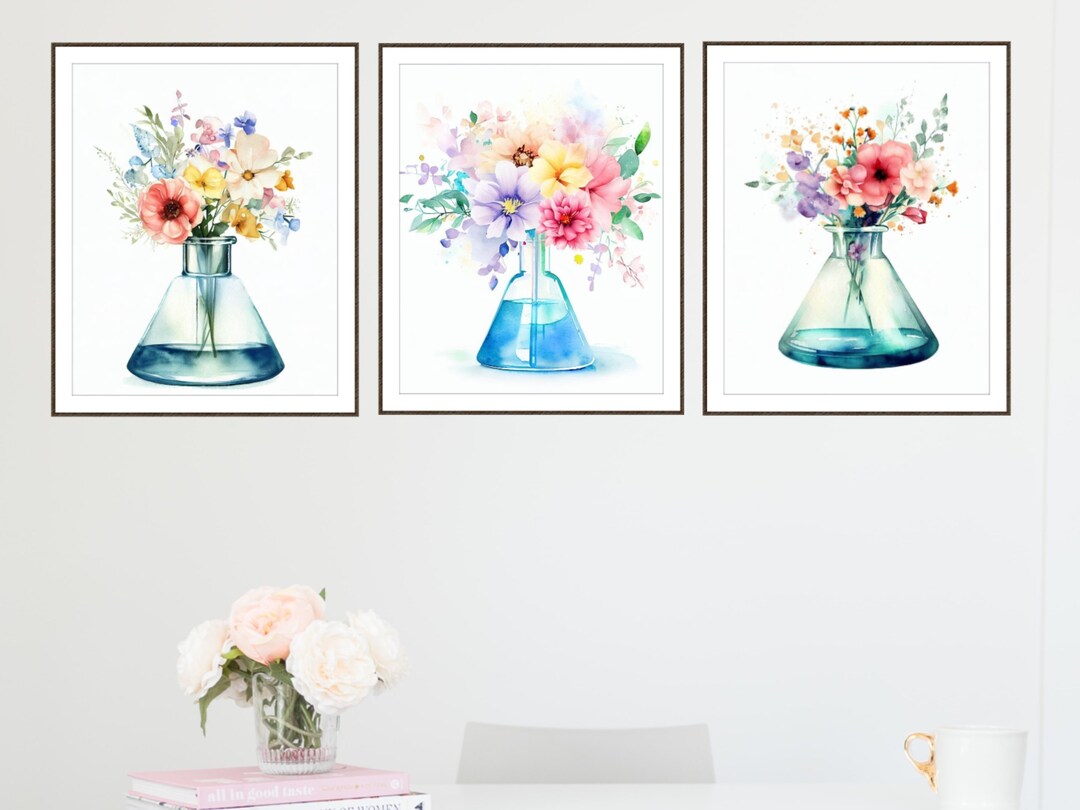 Science Wall Prints, Women in Science Poster, Watercolor Flower ...