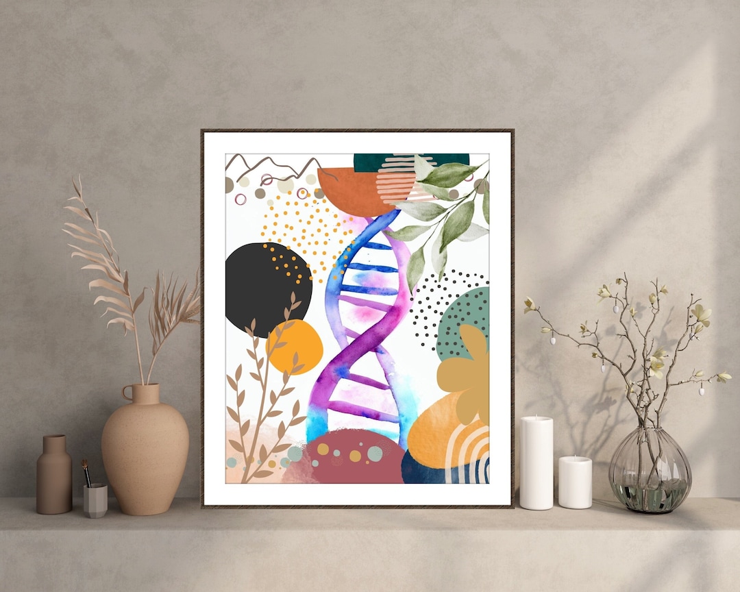 Science Print, DNA Printable, Watercolor Abstract, Science Poster ...