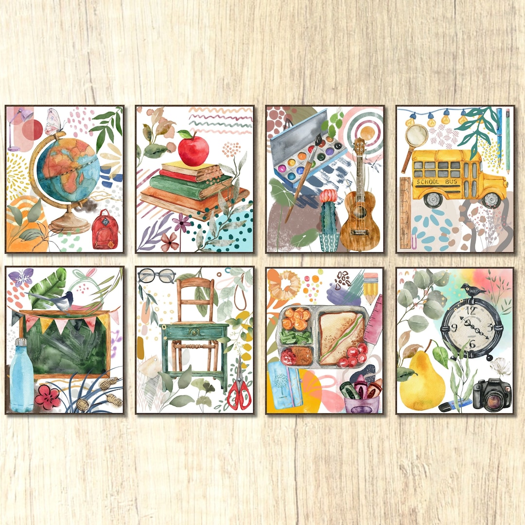 Set of 8 School Printable Classroom Decor Back to School Elementary ...