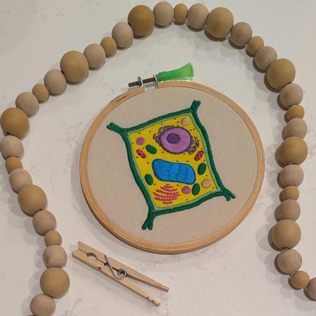 Hand Embroidered Wall Art, Plant Cell Wall Art, Science Lover Gift ...