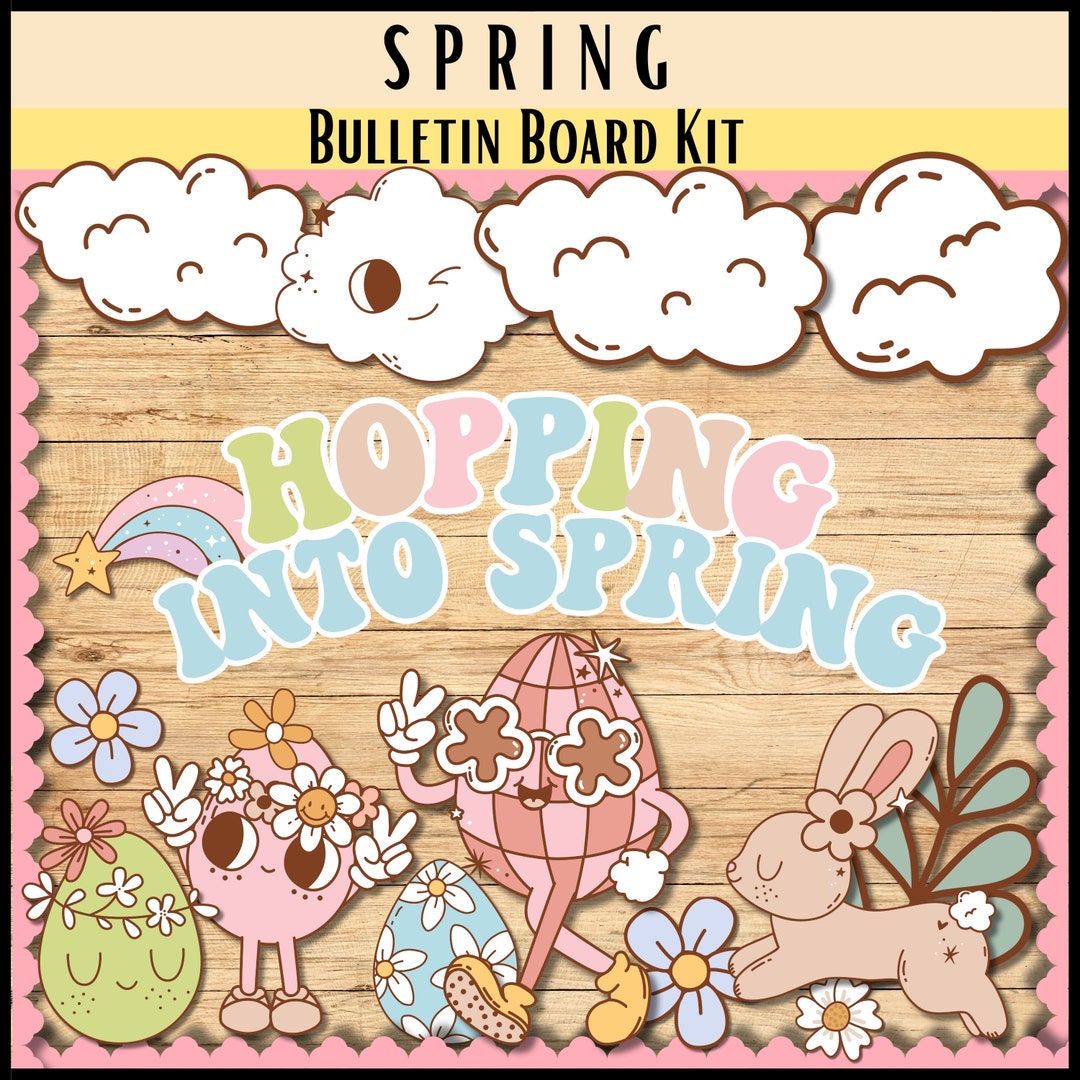 Spring Classroom Decor Retro Themed Spring Bulletin Board Kit Pastel ...