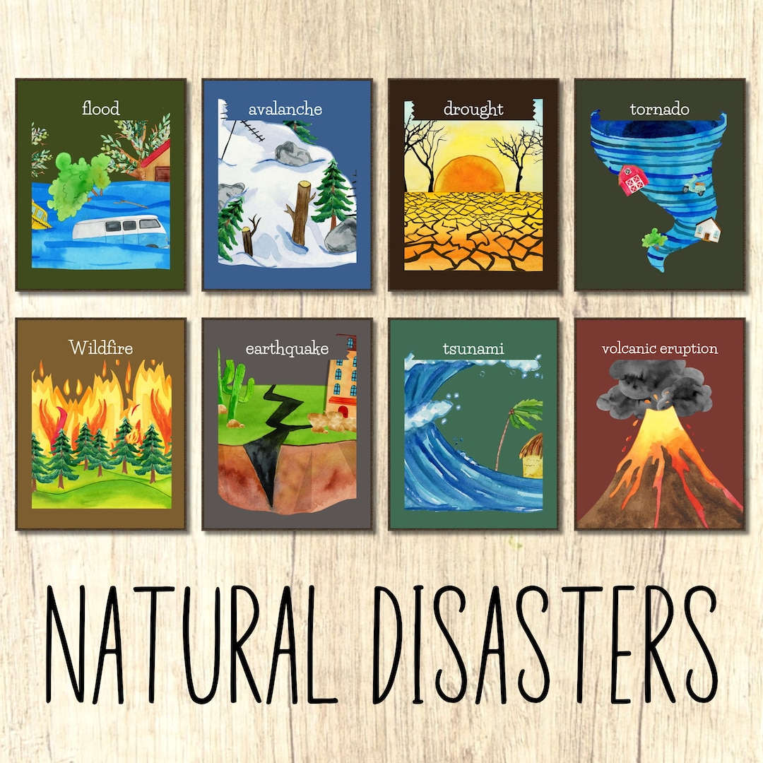 Natural Disasters Prints Watercolor Classroom Decor Science Wall Arts ...