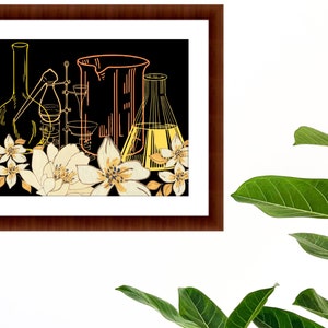 Chemistry Art Print Chemist Gift Classroom Poster Science Decor Beakers ...