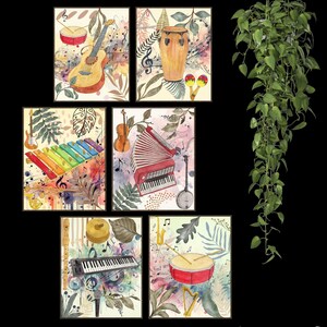 12 Music Wall Art Set, Abstract Musical Instruments Music Room Decor ...