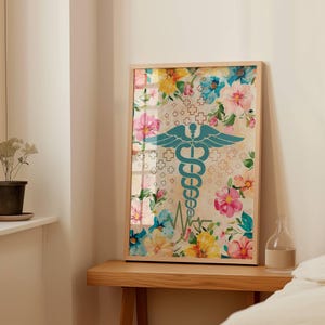 Caduceus Art Print Medical Poster Graduation Gift Science Art Nursing ...