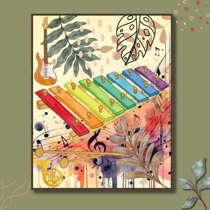 12 Music Wall Art Set, Abstract Musical Instruments Music Room Decor ...