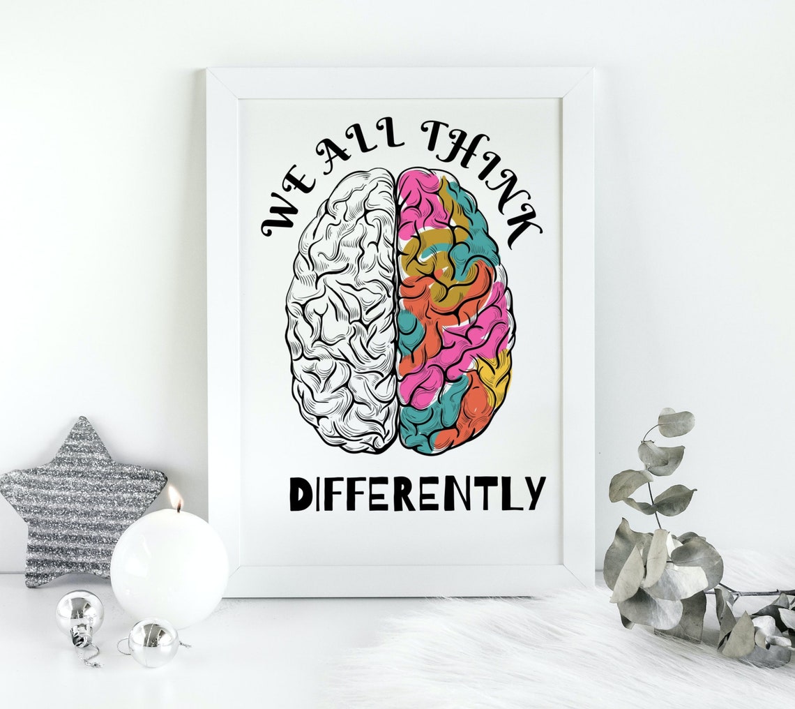 Neurodiversity Brain Art Print, Counselor Office Decor (digital ...