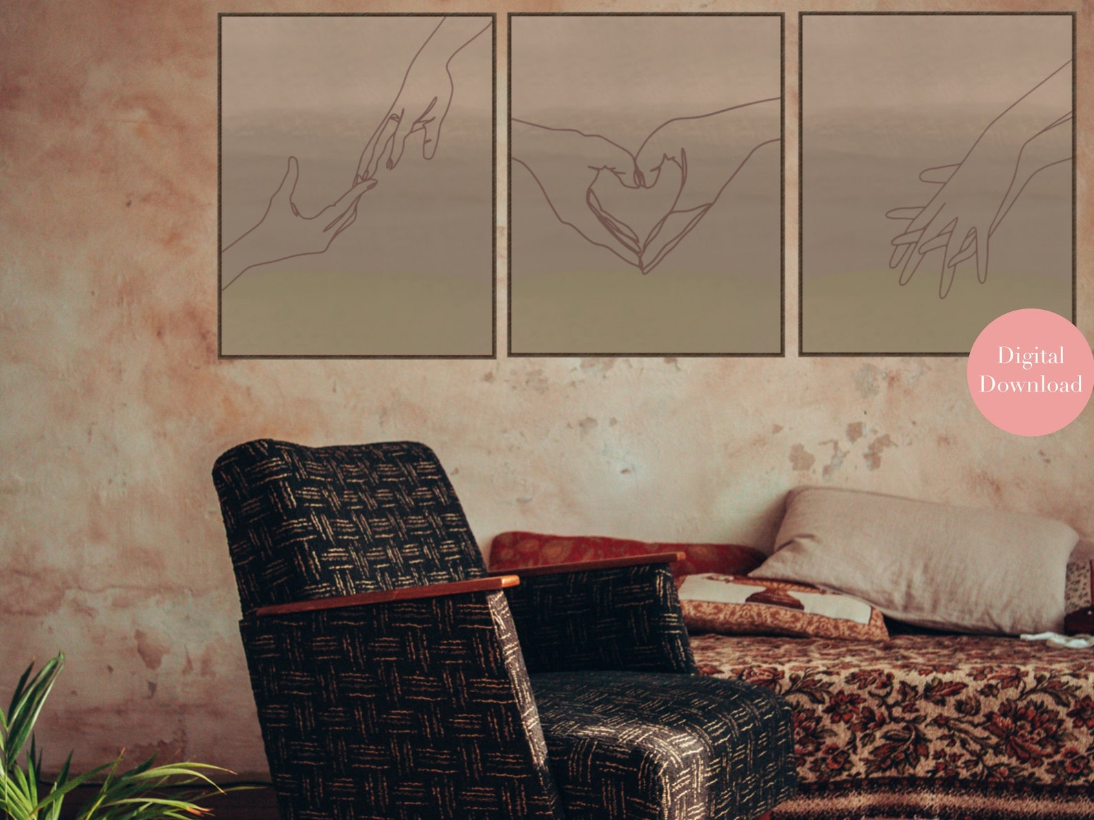 Holding Hands Line Art Print I Love You Hand Sign Print Set - Etsy