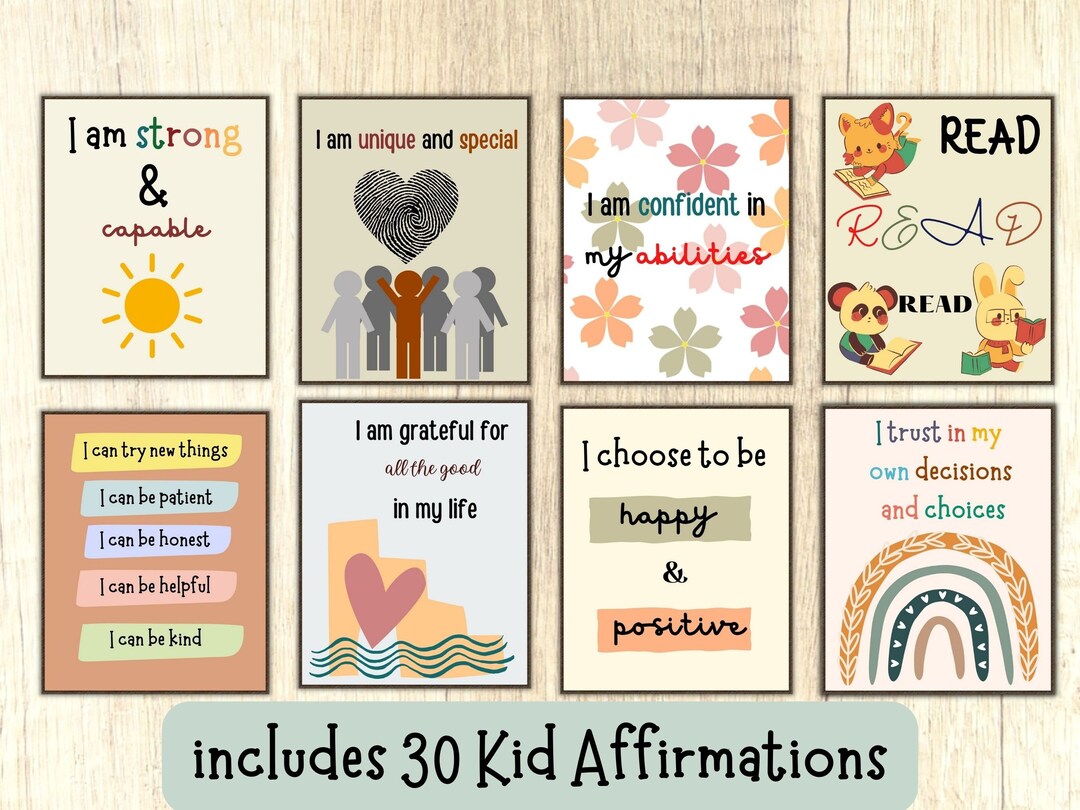 30 Affirmations for Kids Classroom Posters Affirmations Playroom Poster ...