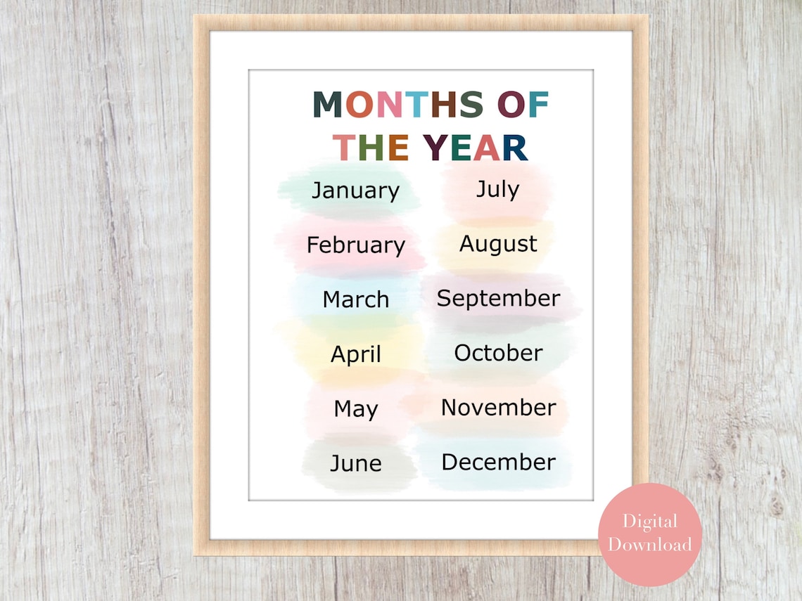 Months of the Year Printable Montessori Education Poster - Etsy