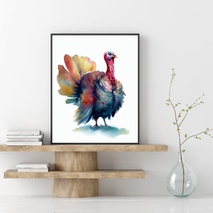 Thanksgiving Decor, Turkey Art Print, Watercolor Painting, Thanksgiving ...