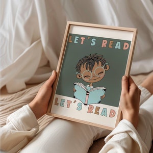 Let's Read Poster Reading Decor Reading Art Print Classroom Decor ...
