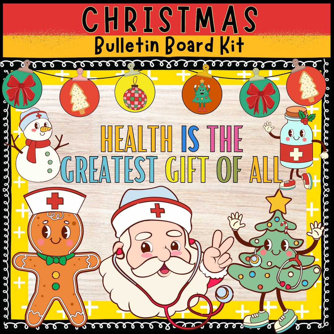 School Nurse Christmas Bulletin Board Kit December Healthy Habits ...