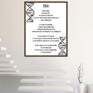 DNA Poem, Science Posters, Classroom Decor, Gift to a Science Teacher ...