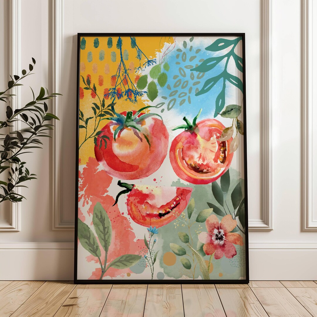 TOMATOES Wall Art Watercolor Tomatoes Wall Art for Kitchen Trendy ...