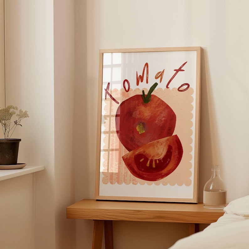 Tomato Art Print for Kitchen Decor Food Art Print Trendy Tomato Poster ...