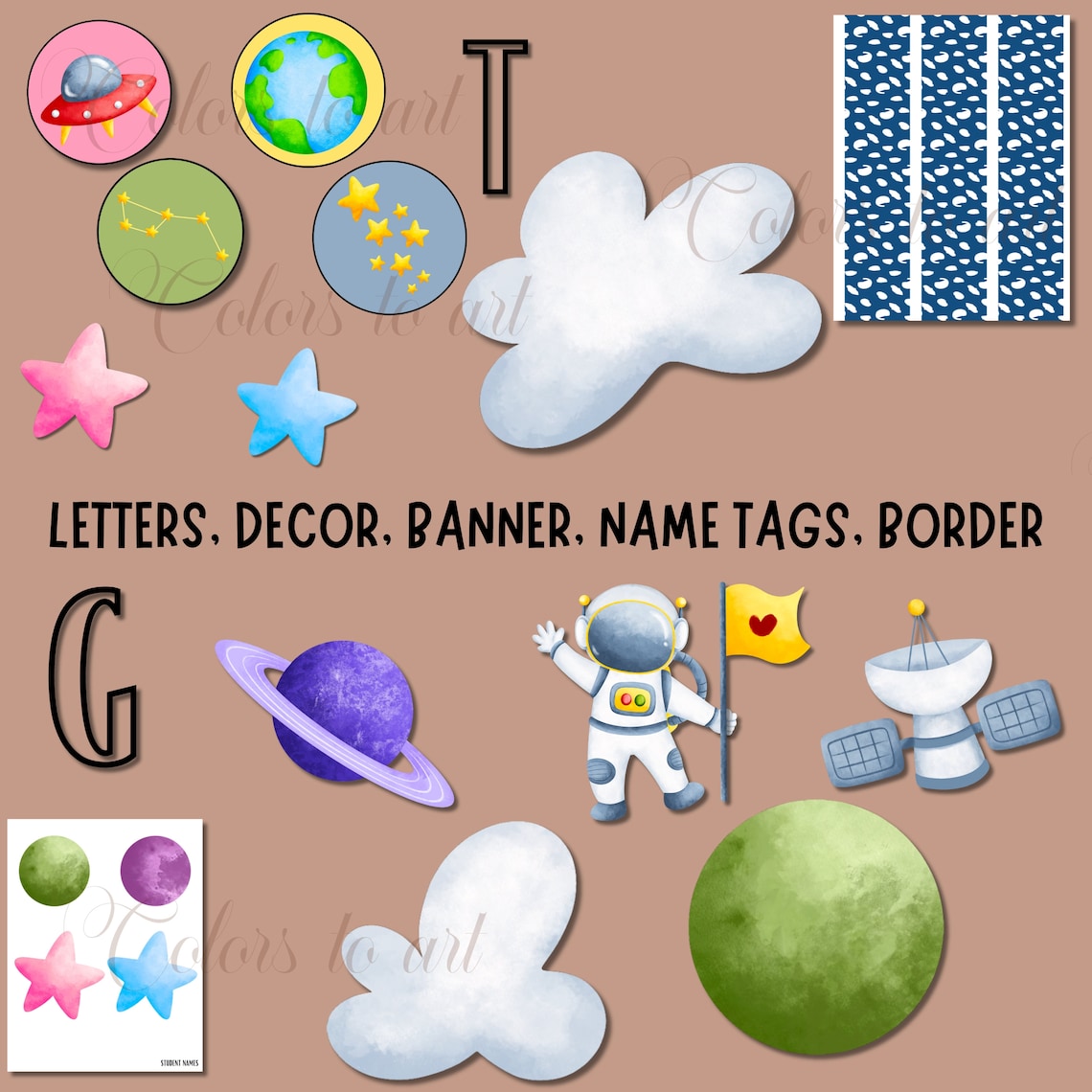 Space Bulletin Board Kit Outer Space Decor Rocket Ship Bulletin Board ...